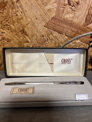 Vtg CROSS Chrome Blue Ink Ball Point Pen 3502 w/Box Paperwork | eBay