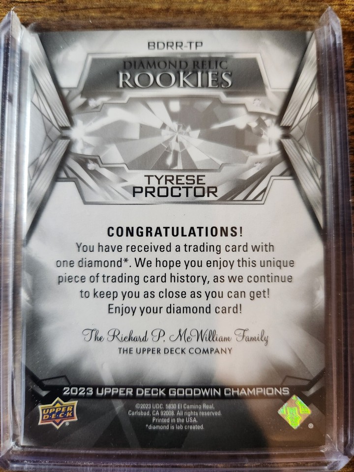 2023 UD Goodwin Champions Tyrese Proctor Diamond Relic Rookies /99 # ...