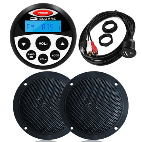 Marine Bluetooth Stereo Head Unit w/ Waterproof Boat Speaker for ATV ...