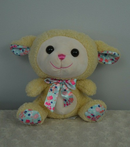 HugFun Lamb Sheep Plush Stuffed Animal Toy Cream Blue Pink Floral ...