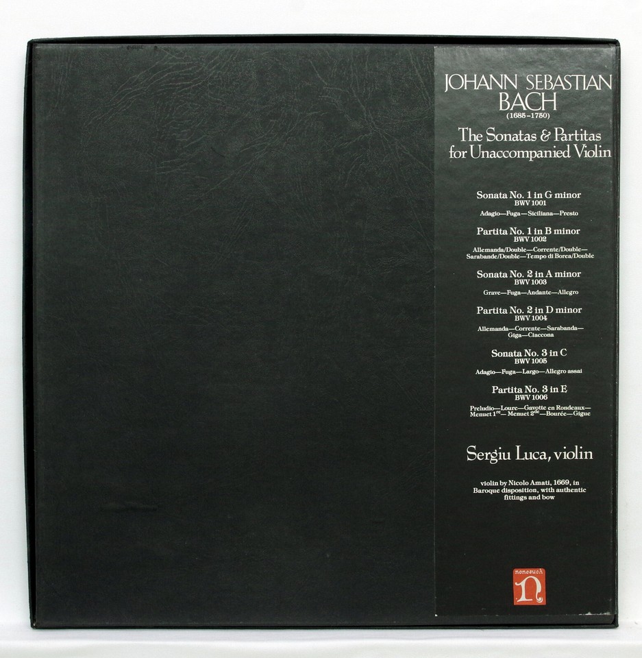 SERGIU LUCA ⸻ JS BACH sonatas & partitas for violin ⸻ NONESUCH 3xLPs ...