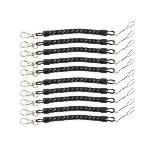 10 Pieces Black Metal for Key Chain Spring Rope Black Elastic Rope for ...