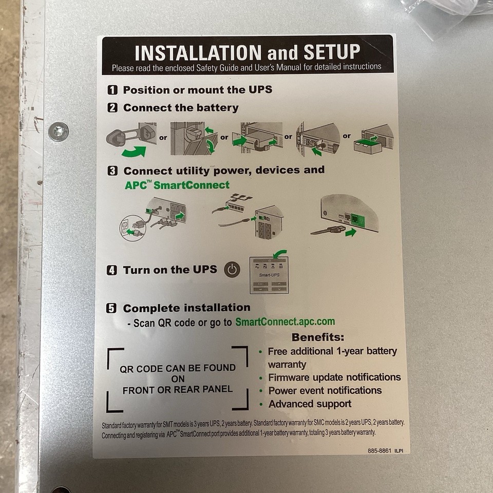 APC BY SCHNEIDER ELECTRIC UPS SMT3000RM2UC System 3kVA 120V Input 120V ...