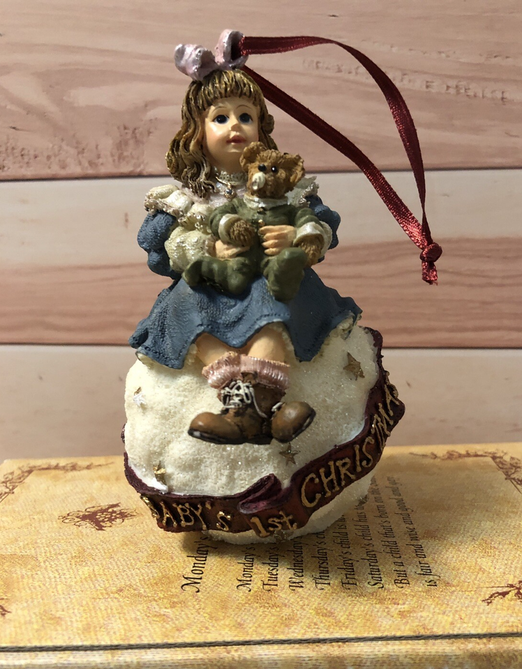 Amy Holding Teddy Sam BABY'S FIRST CHRISTMAS Yesterdays Child Ornament ...