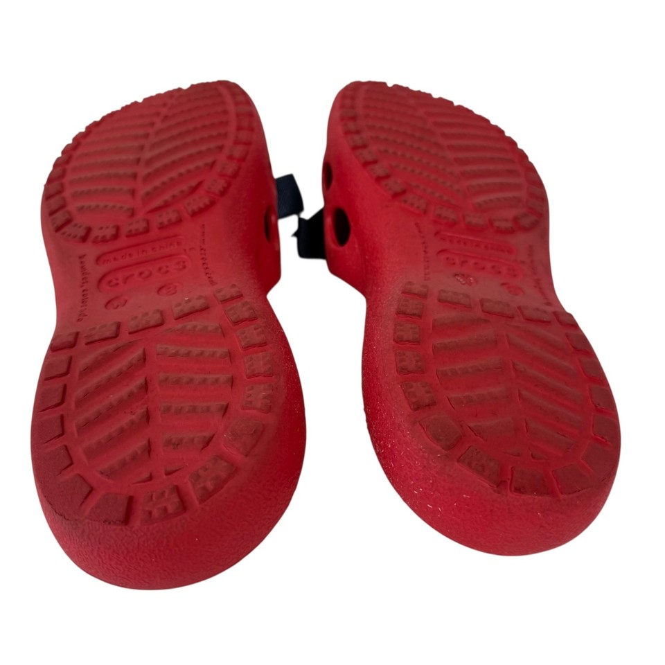 Crocs Audrey Hallmark Red Slip On Flats with Navy Blue Bow Women's Size ...