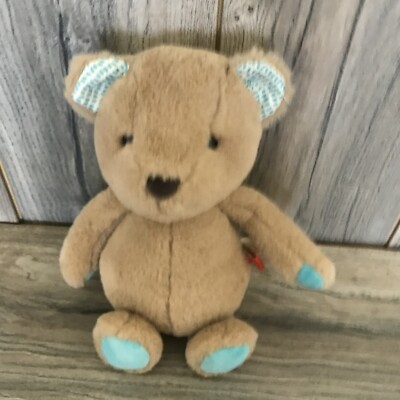 B SOFTIES Brown Beige Plush 12” Bear Turquoise Ears Paws Feet Dots 2019 ...
