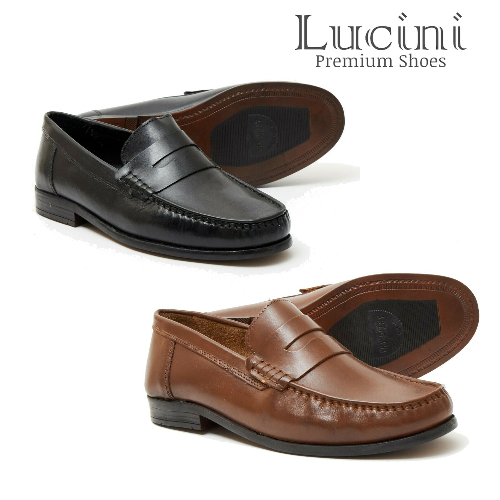 Lucini Shoes Men's Slip-On Loafers Size 6-12 Casual Driving Smart ...