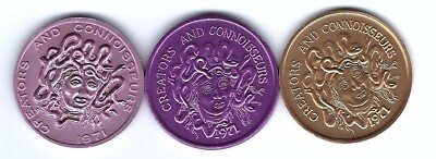 1971 MEDUSA SNAKE HAIR GREEK MYTHOLOGY GORGON MOKANA DOUBLOON COINS ...