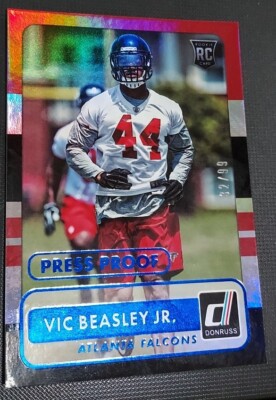 2015 Donruss Vic Beasley #188 Press Proofs Blue 32/99, Atlanta Falcons ...
