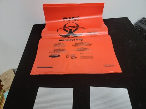 (50) NEW VWR Autoclave Biohazard Bags 2 mil Double Thick W/Temperature ...
