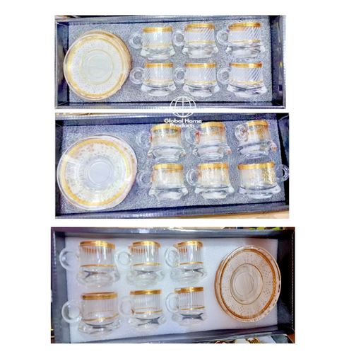 Turkish Arabic Glass Tea Coffee Cups Set of 6 Clear Kahwa Shai Small ...