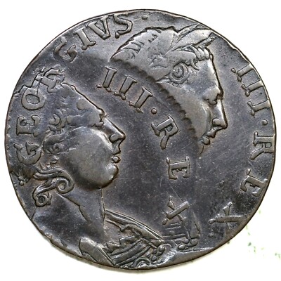 1773 Double Struck British Halfpenny Colonial Copper Coin | eBay