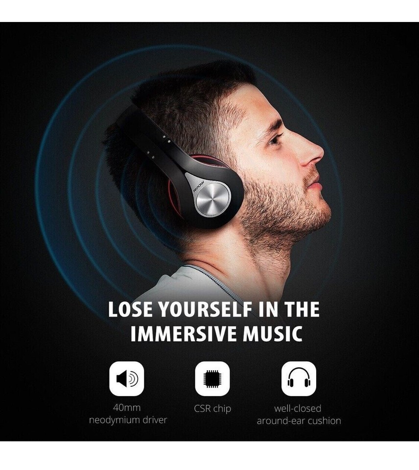 MPOW 059 Wireless Bluetooth Headphones Handsfree Foldable Over-Ear ...