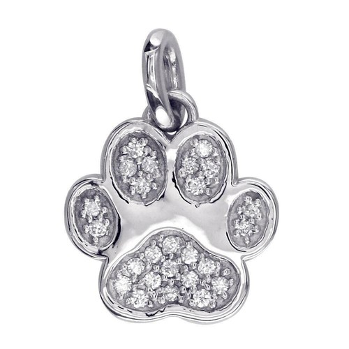 Small Diamond Dog Paw Charm, 0.24CT in 14K White Gold | eBay