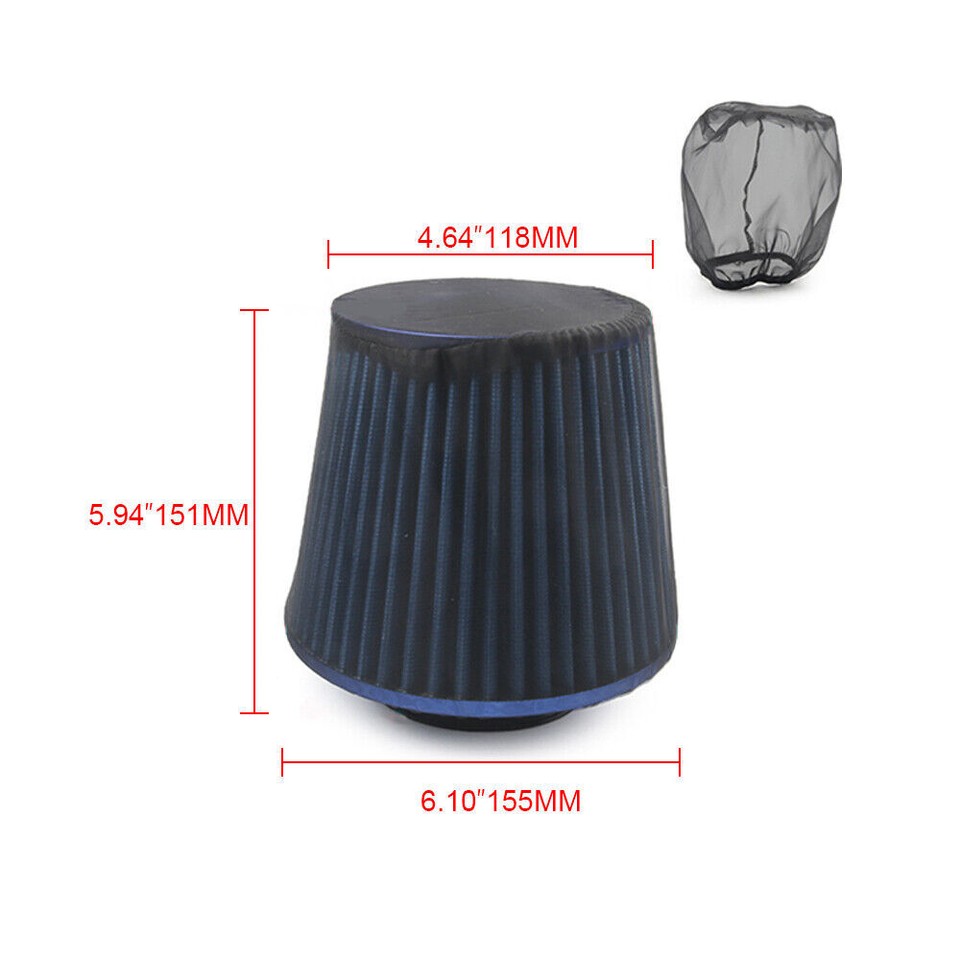 Universal Car Cold Air Intake Filter Cone Filter Sock Cover Protective ...