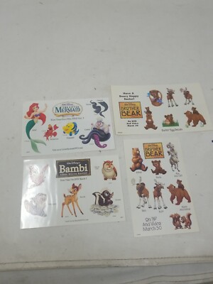 Promo Disney little mermaid brother bear Bambi lot 4x Temporary Tattoo ...