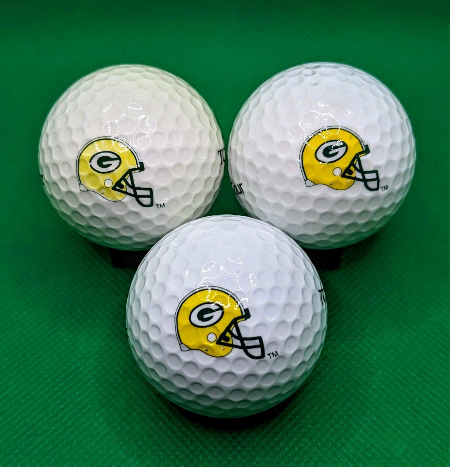 3 Vintage Green Bay Packer Helmet logo golf balls - NFL Football - Free ...