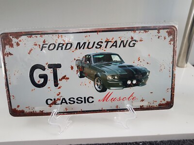 FORD MUSTANG CUSTOM GT AUSSIE MUSCLE CAR TIN LICENCE PLATE BAR MAN SHED ...