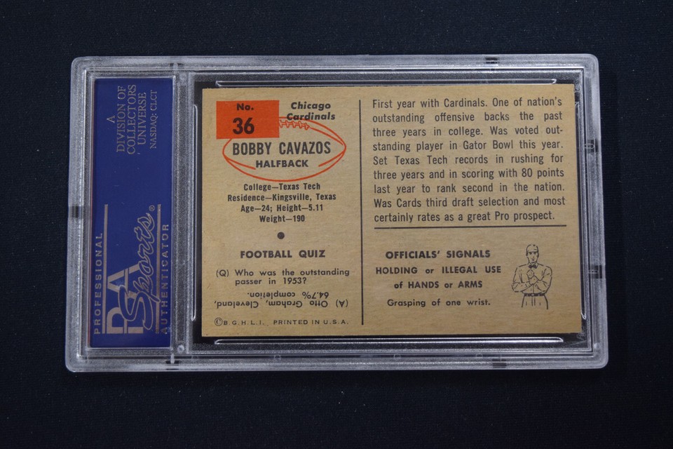 Bobby Cavazos 1954 Bowman #36 Chicago Cardinals PSA 7 NM | eBay