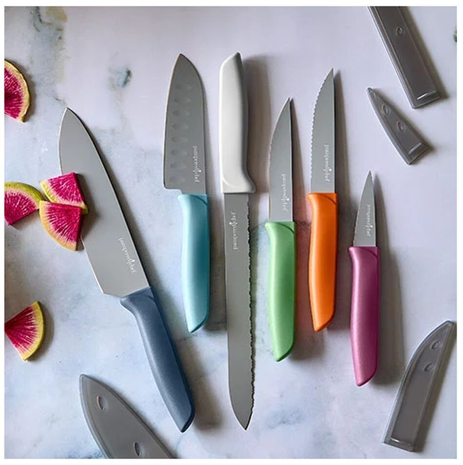 New Pampered Chef COATED KNIFE SET OF 6 Kitchen Tools 100837 Dishwasher ...