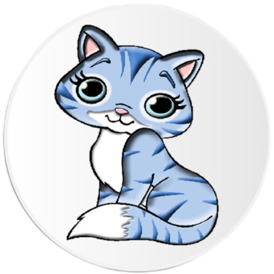 Cute Pretty Blue Kitty Cat - 100 Pack Circle Stickers 3 Inch | eBay