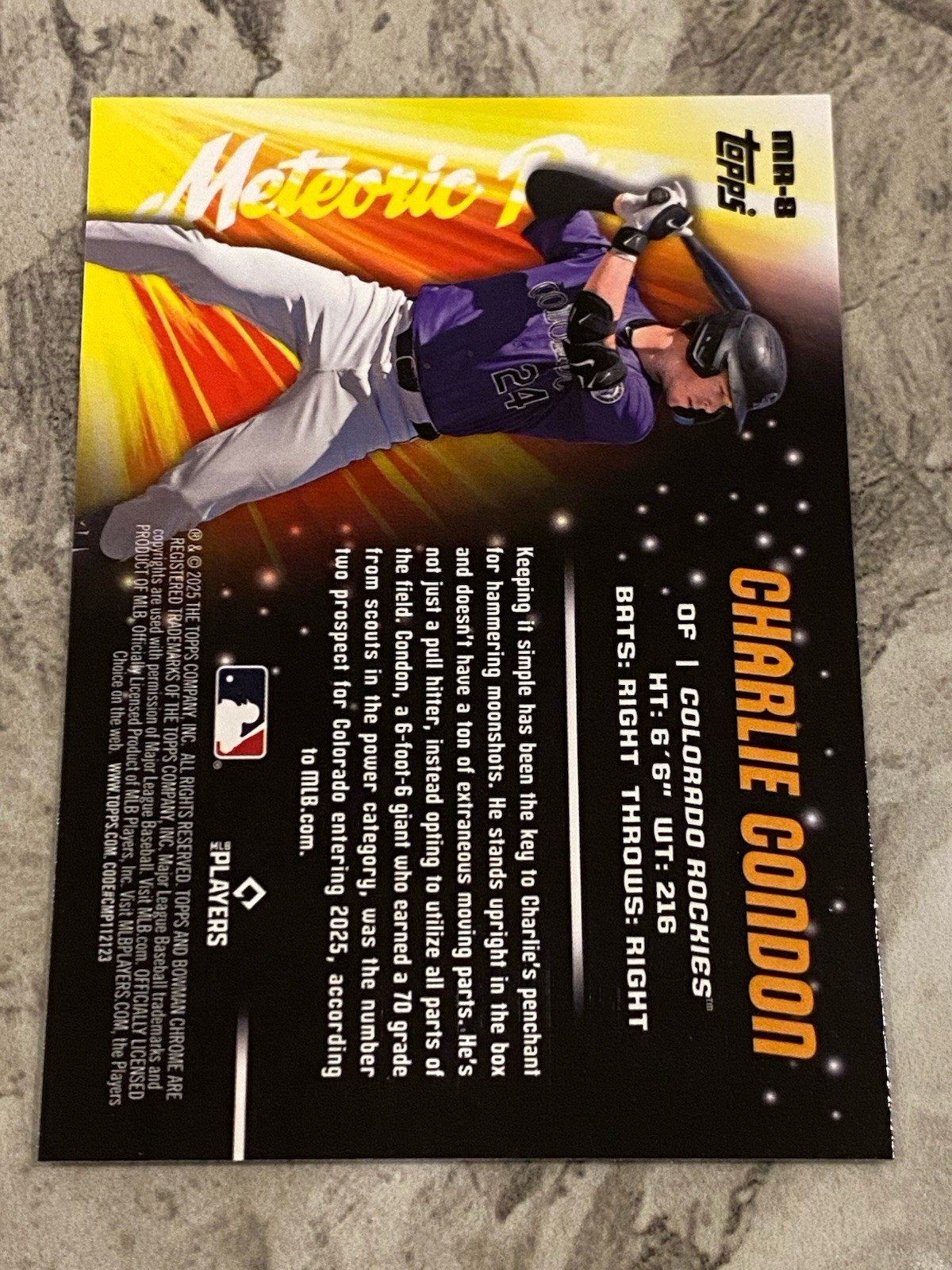 2025 Bowman Chrome - Meteoric Rise Charlie Condon #Mr-8 (RC) for sale ...