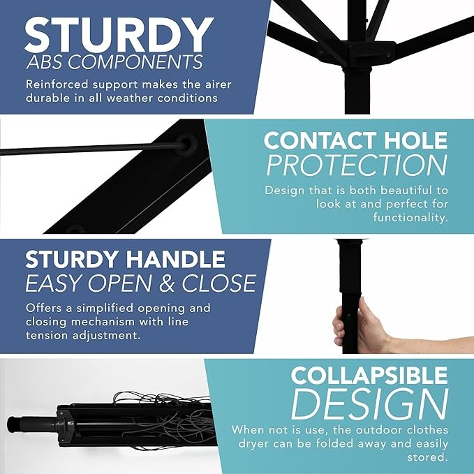 Outdoor Rotary Washing Line - 45m Easy Assembly 4 Arm Rotary Washing ...