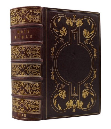 1758 FINELY BOUND IRISH BIBLE WITH A CHARMING CONTEMPORARY GIFT ...