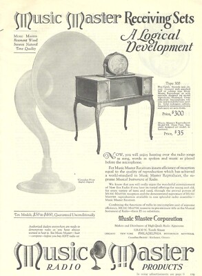1925 Music Master Radio Type 300 Receiving Set Vintage Art Print Ad | eBay