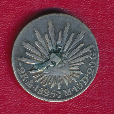MEXICO 1825 Mo 2 REALES SILVER COIN COUNTER STAMPED WITH KEY **NICE ...