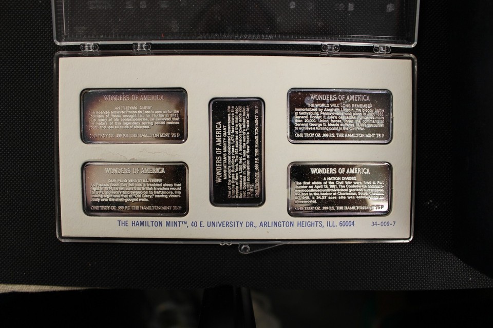 Hamilton Mint Wonders of America Silver Ingots Complete Set in Original ...
