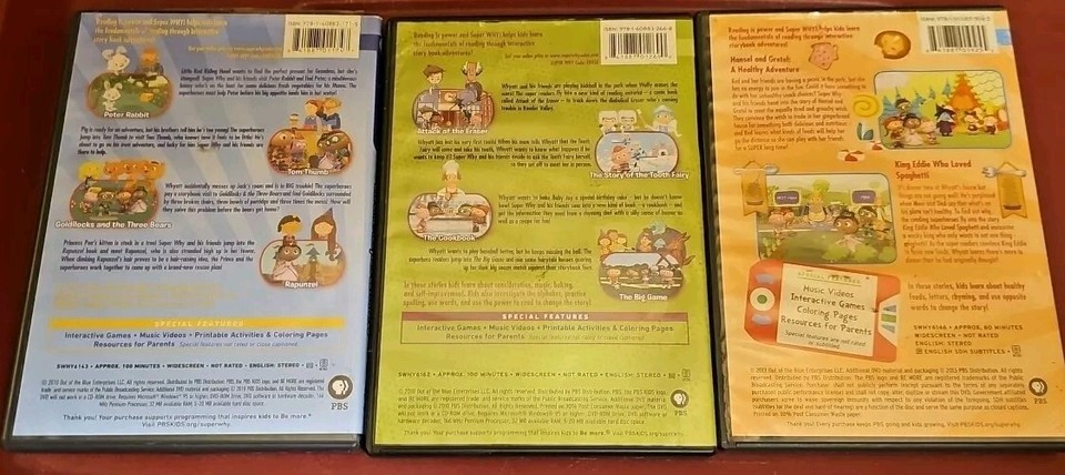 PBS Kids Super Why (3 DVD Lot) Attack of the Eraser, Hansel & Gretel ...