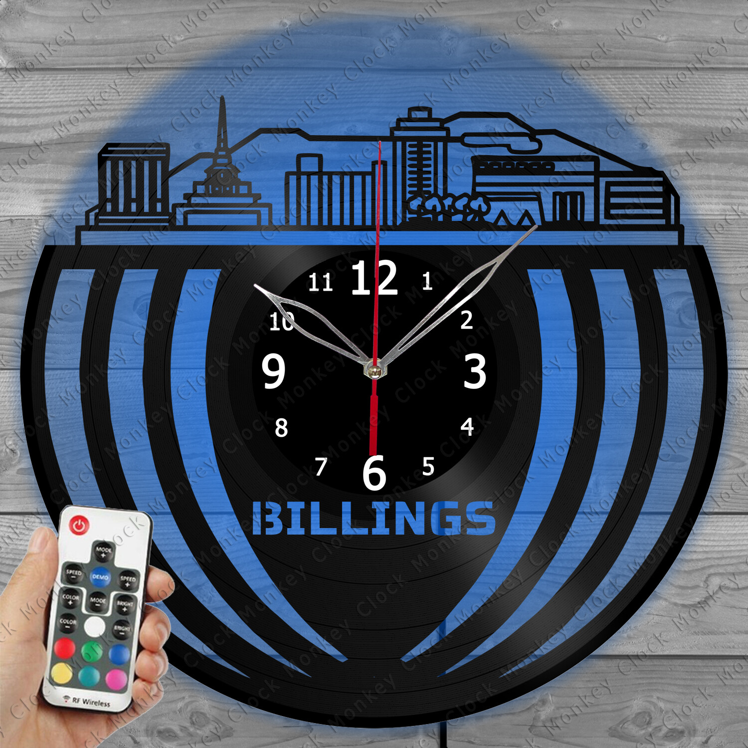 LED Vinyl Clock Billings Skyline Light Vinyl Record Wall Clock Decor ...
