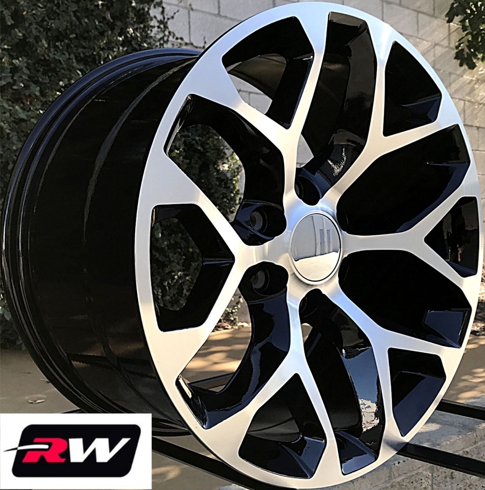 22 inch Chevy Tahoe OE Replica Snowflake Wheels Machined Black Rims 22 ...