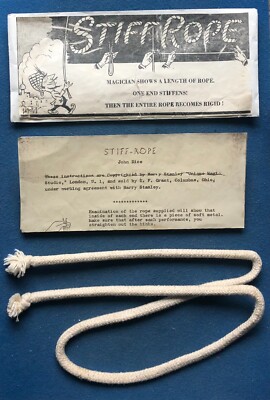 Vintage Magic Trick Stiff Rope John Rice Length Of Rope Becomes Rigid ...
