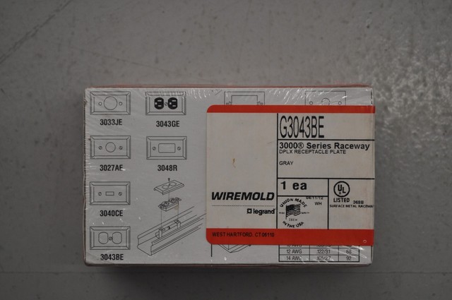 Legrand Wiremold G3043BE 3000 Series Raceway Gray Duplex Receptacle for ...
