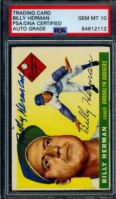 Billy Herman Gem Mint 10 PSA DNA Signed 1955 Topps Autograph | eBay