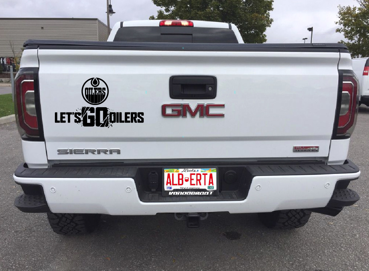 Lets Go Oilers Large Decal - Black 14in wide - Edmonton Oilers NHL ...