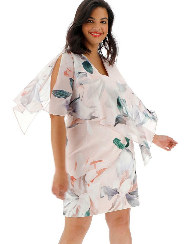 COAST Floaty Floral Chiffon Cape Sleeve Overlay Ocassion Dress 'Avienna ...
