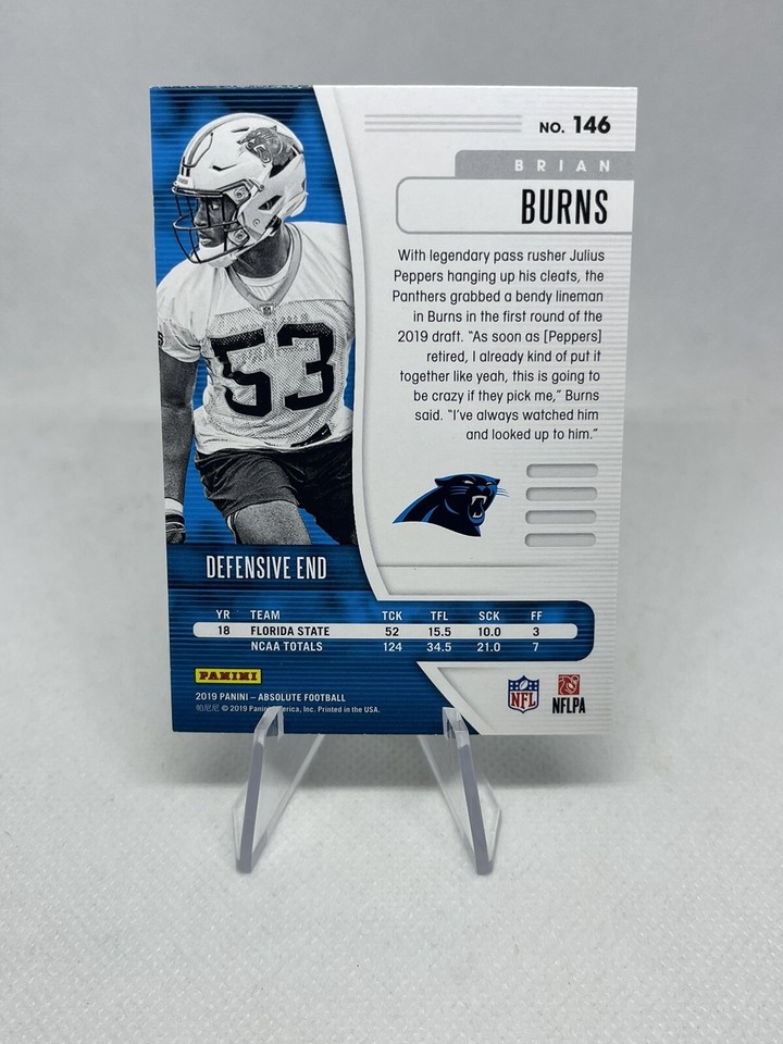 2019 Panini Absolute Rookie Brian Burns #146 Rookie RC | eBay