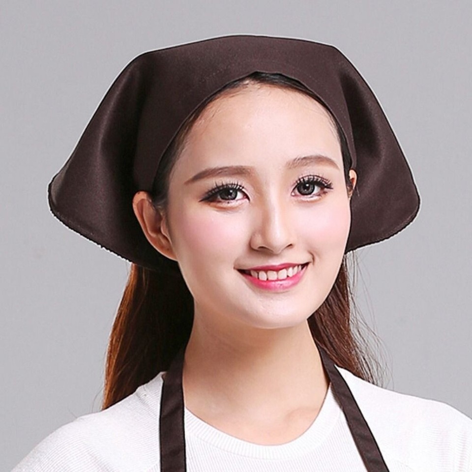 Unisex Triangle Kitchen Work Cap Cotton Chef Hat Simple Waitress Hat ...