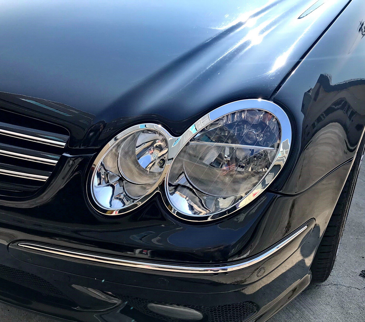 Chrome Headlights Trim Cover Surround Rim For Mercedes Benz CLK-Class ...