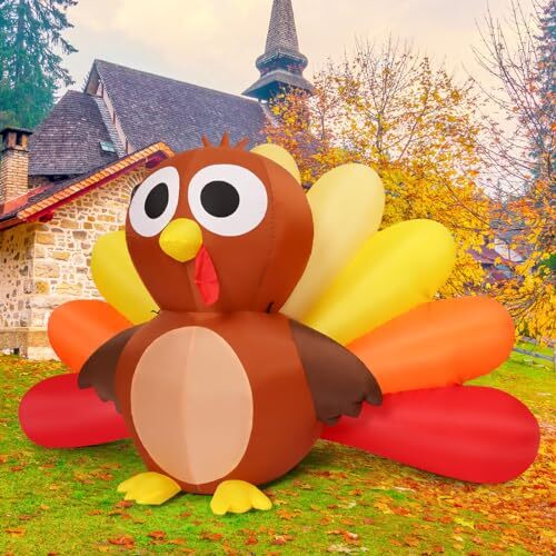COMIN 6.7 FT Long Thanksgiving Inflatables Turkey Baby with Built-in ...