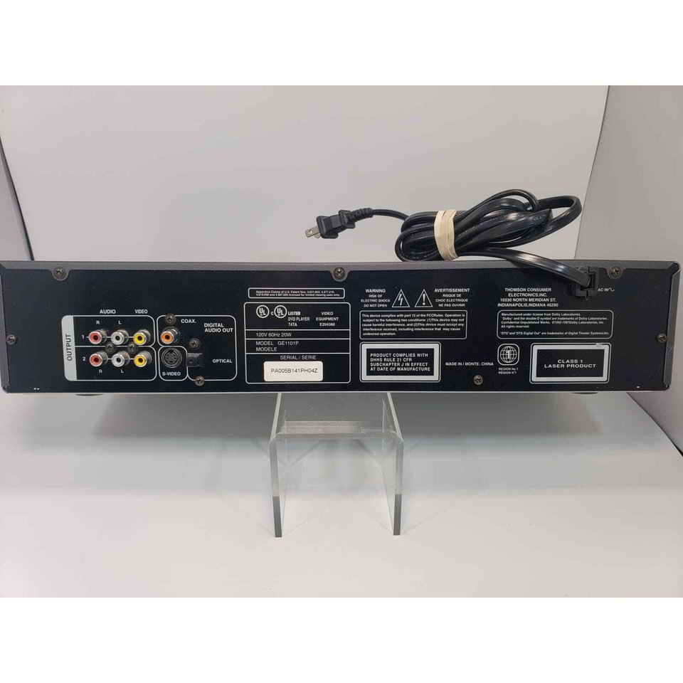 GE 1101P DVD Player - Plays DVD videos, CD-Rs, CD-RWs, MP3-CDs, and ...
