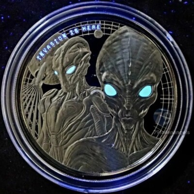 2023 Scottsdale Mint 👽Alien Invasion Silver Rhodium Proof-Like Coin 1 ...