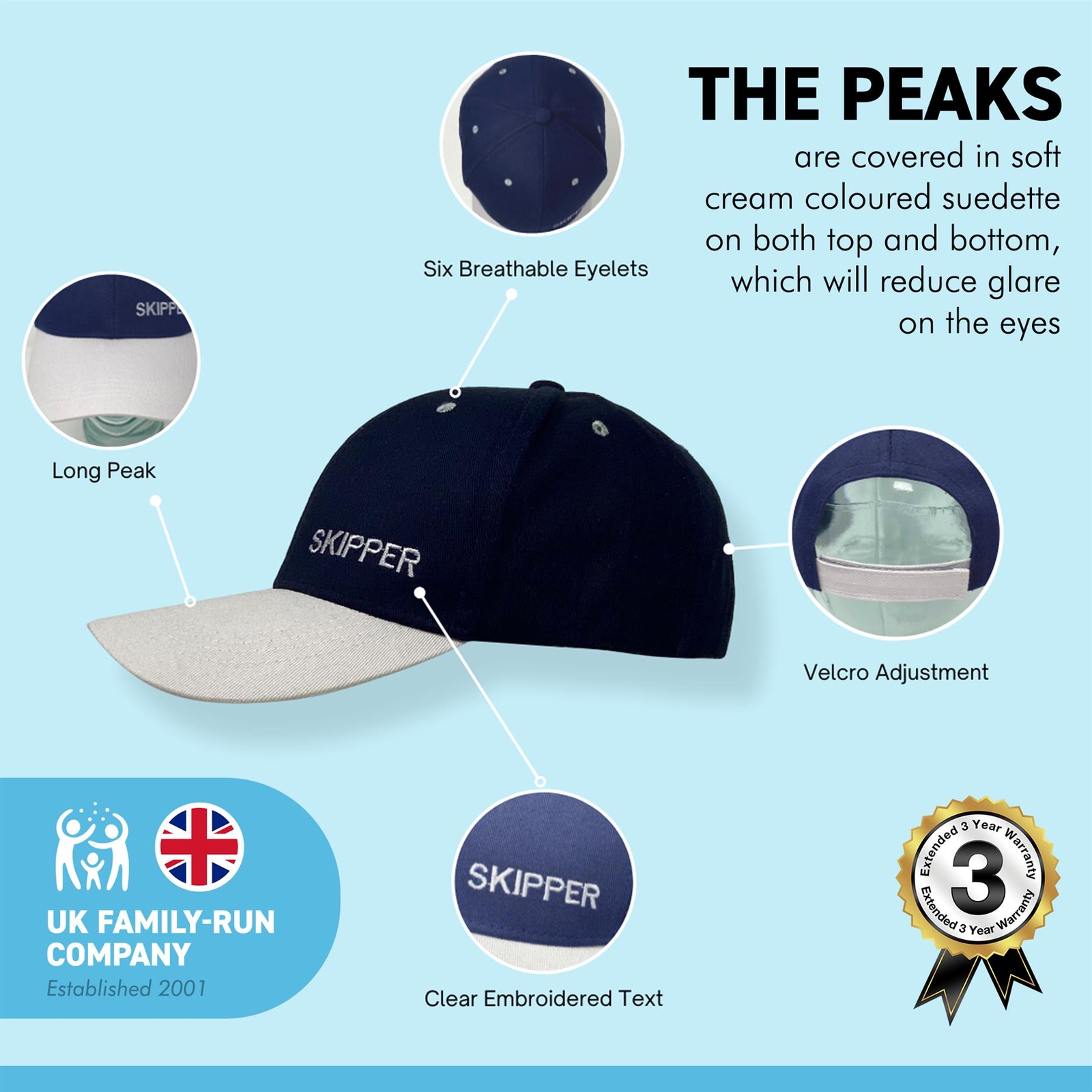 Adjustable SKIPPER NAVY BLUE BASEBALL CAP | yachting cap | eBay