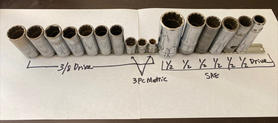 Vintage S-K Mix Socket Set Of 16, 6 PT & 12PT, 1/2" & 3/8 Dr, Metric ...