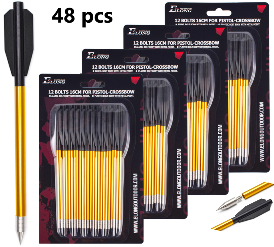12 24 36 48 ALUMINUM BOLTS 6.3in METAL ARROWS 50 80 lb PISTOL CROSSBOW ...