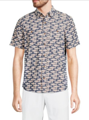 TAILOR VINTAGE Insignia Blue Koi Fish Luxe Front Button Shirt NEW ...