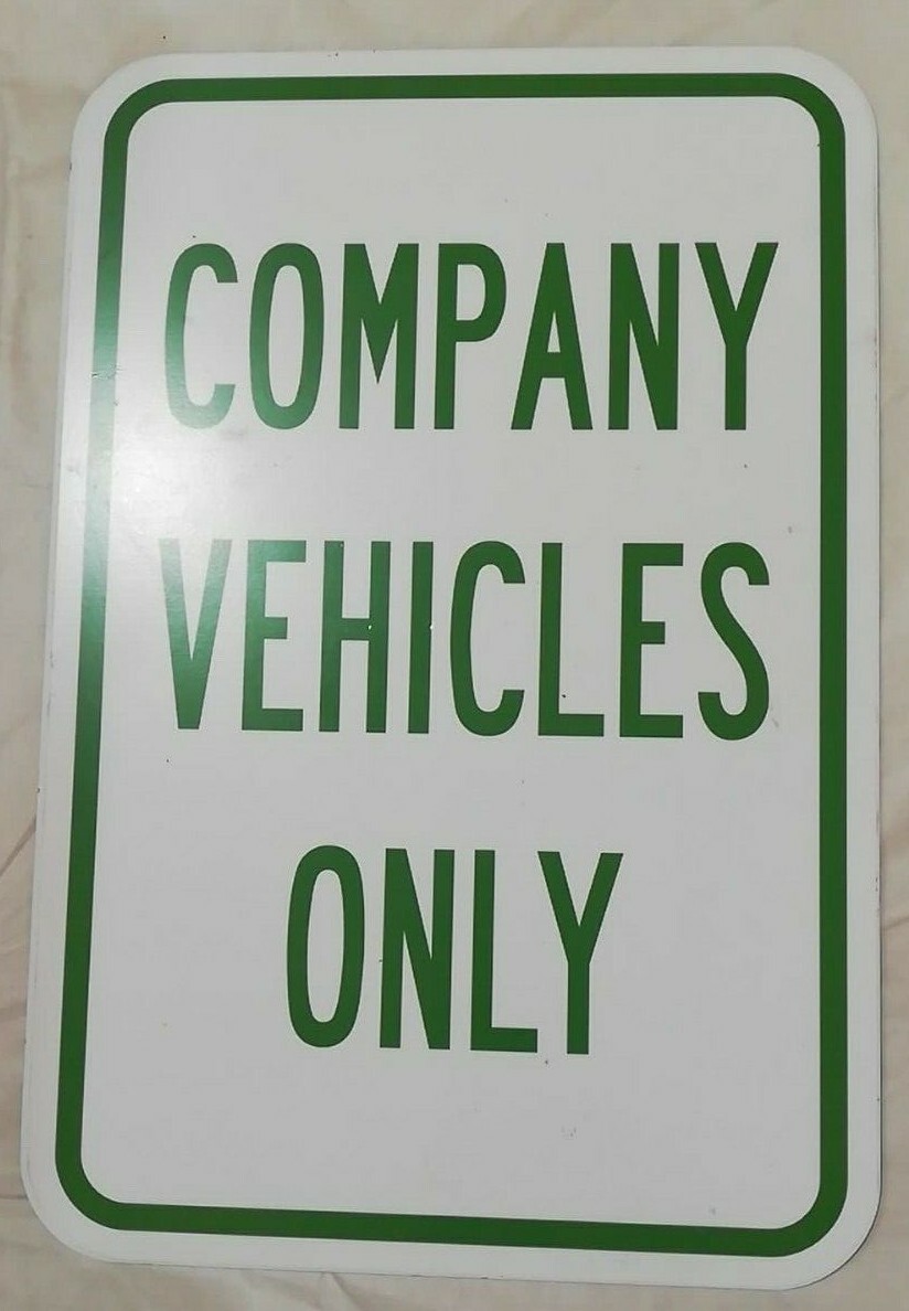 Company Vehicles Only Parking Sign Green Aluminum Metal | eBay